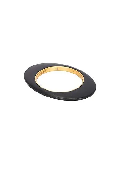 Saint Laurent Leather And Metal Bangle Bracelet - Nero