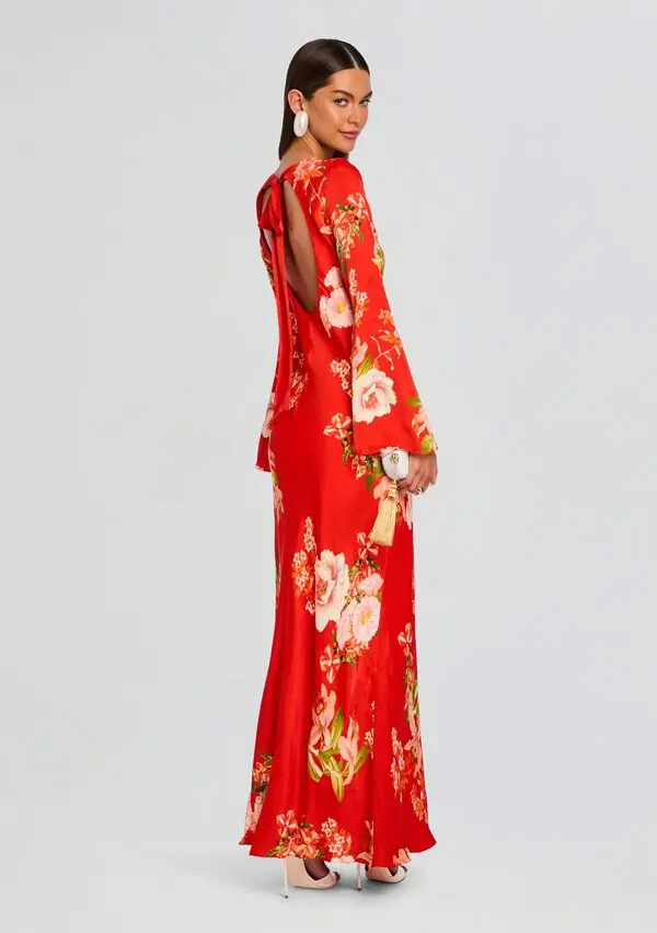 Hemant & Nandita Hibi Back Ties Maxi Dress - Orange