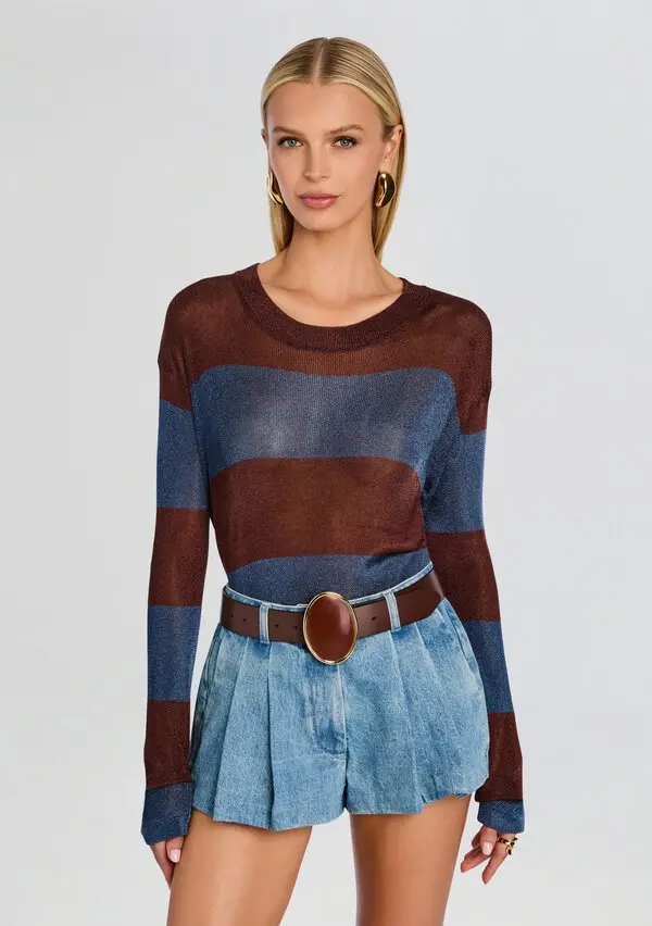 SEROYA Hana Metallic Knit Top