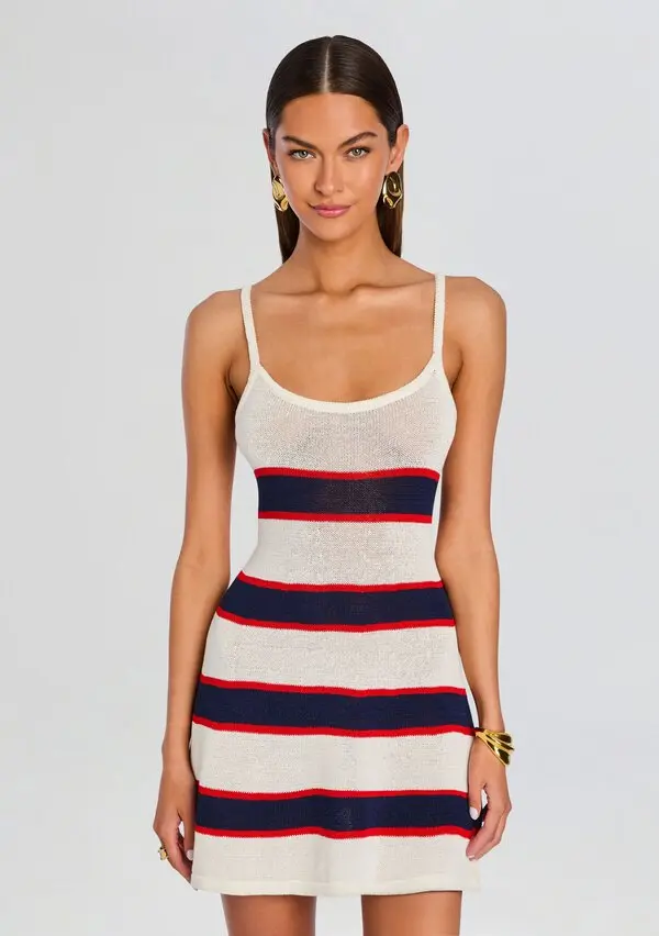 SEROYA Azriel Knit Mini Dress With Stripes
