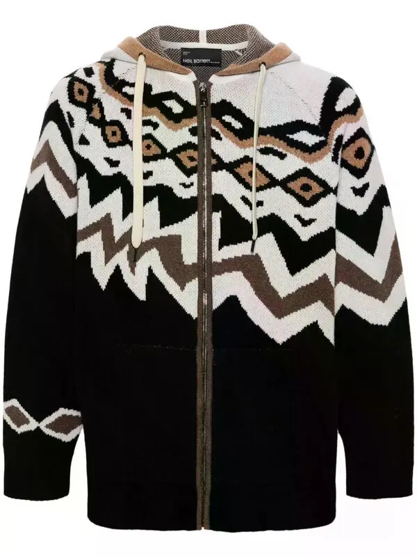 Neil Barrett Norway Knitted Hoodie - Black