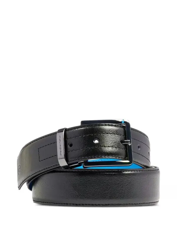 PIQUADRO Smooth Grain Leather Belt With Prong Buckle - Black
