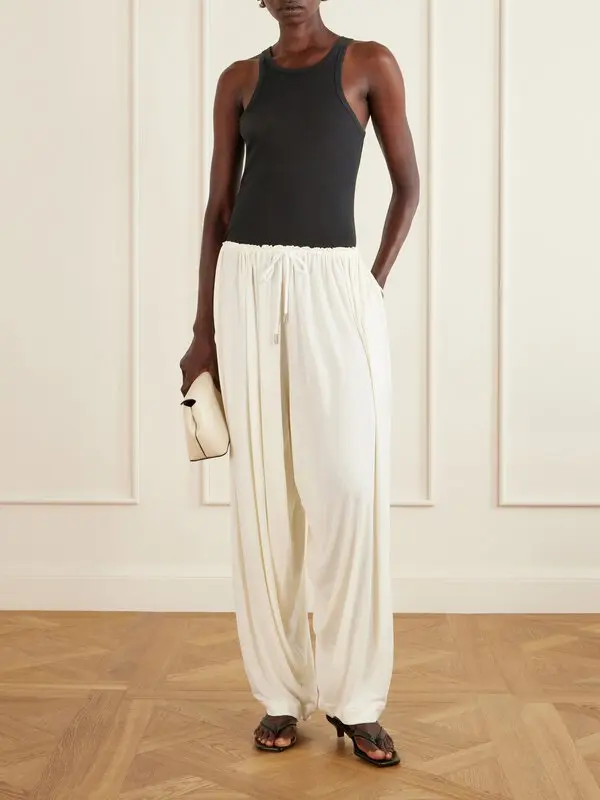 Co Gathered Satin Wide-leg Pants
