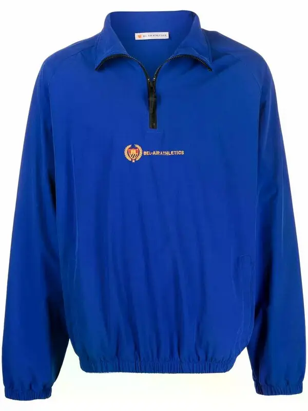 BEL-AIR ATHLETICS Cobalt Embroidered Logo Zip-up Pullover Jacket - Blue