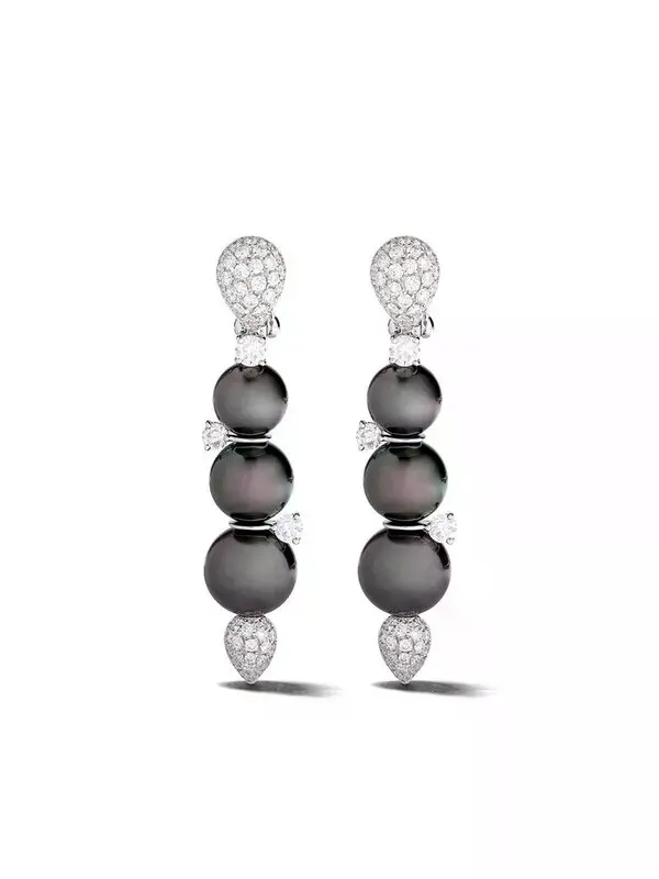 Yoko London 18kt White Gold Tahitian Pearl And Diamond Earrings - Silver