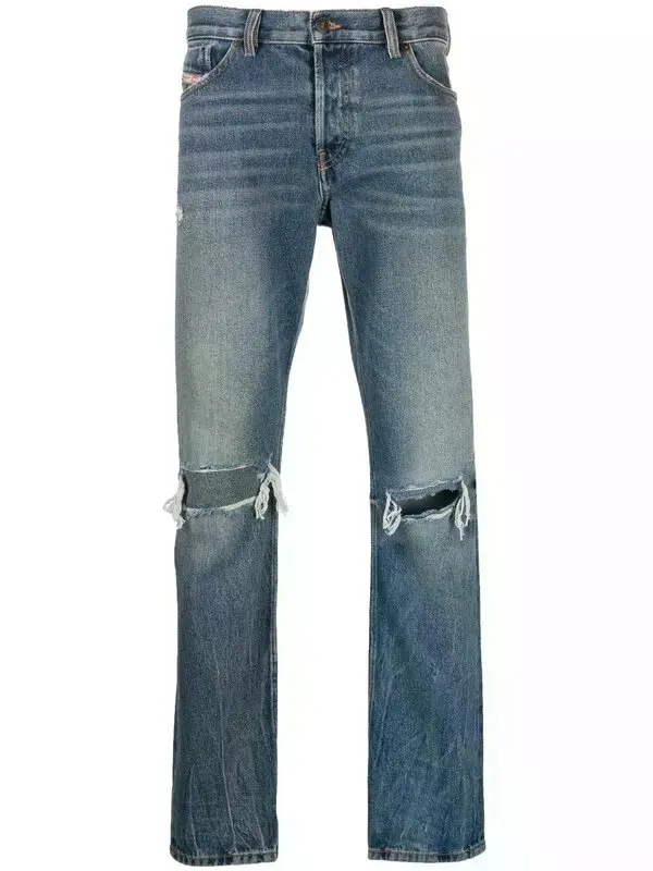 DIESEL® 1995 Ripped Straight-leg Jeans - Blue