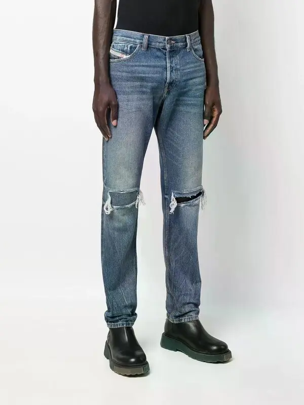 DIESEL® 1995 Ripped Straight-leg Jeans - Blue
