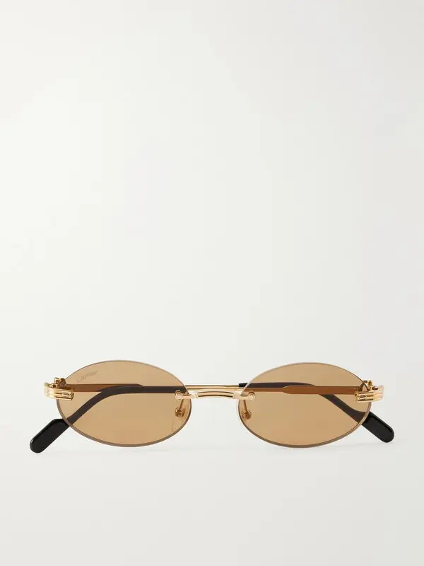 Cartier Rimless Oval Metal Sunglasses - Metallic