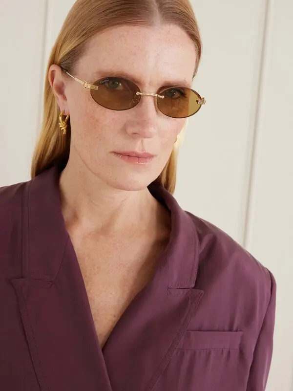 Cartier Rimless Oval Metal Sunglasses - Metallic