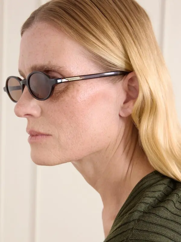 Bottega Veneta Round Frame Acetate Sunglasses