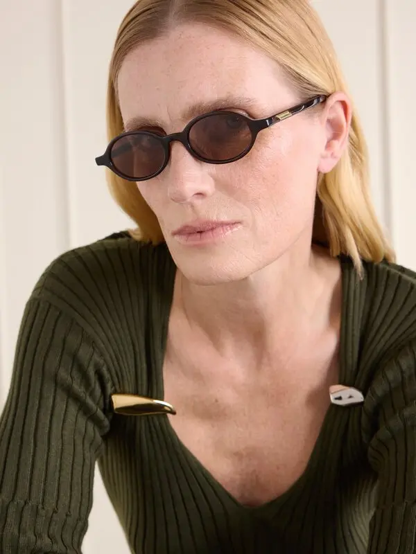 Bottega Veneta Round Frame Acetate Sunglasses