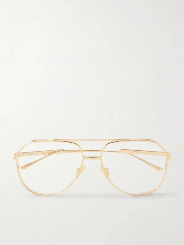 Bottega Veneta Aviator Metal Eyeglasses - Gold