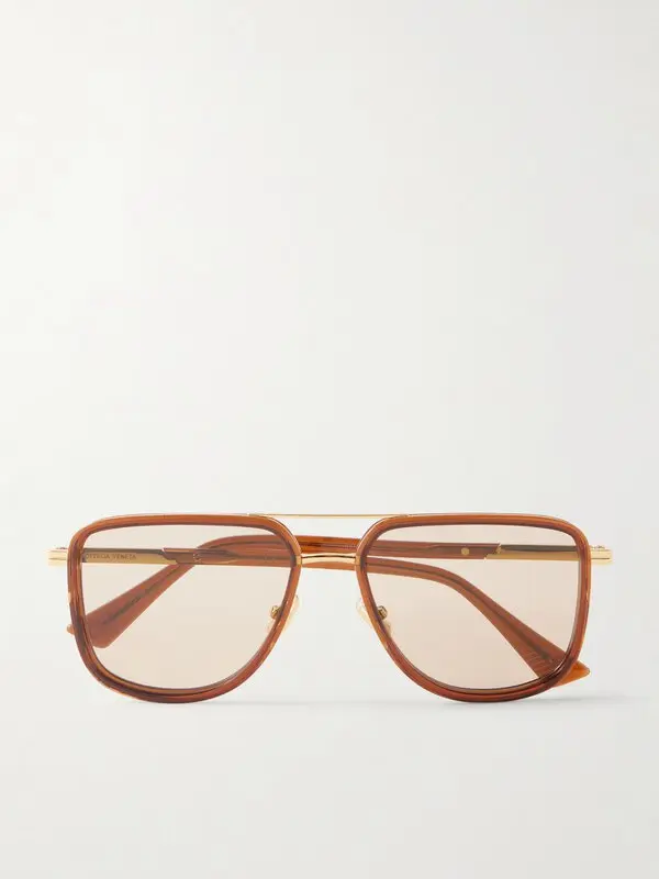 Bottega Veneta Aviator Acetate Sunglasses - Brown