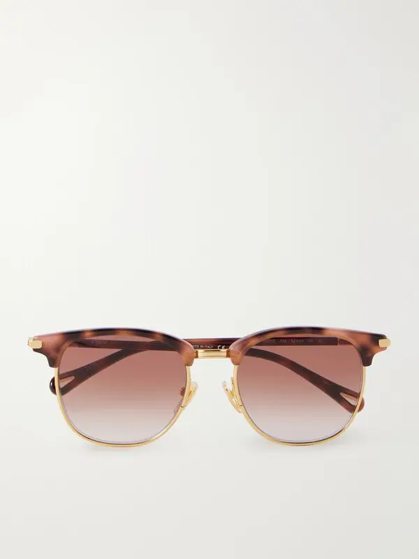 Chloé Tubolar D-frame Acetate And Gold-tone Sunglasses - Tortoiseshell
