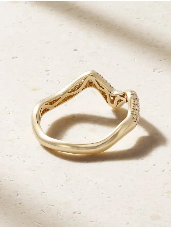 Shay 18-karat Diamond Wave Ring
