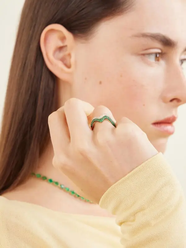 Shay 18-karat Diamond Wave Ring