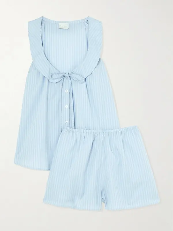 DEIJI STUDIOS Striped Organic Cotton Shirt And Shorts Set - Blue
