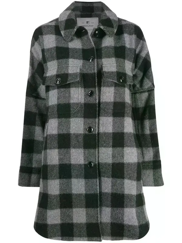 Woolrich Single-breasted Check Coat
