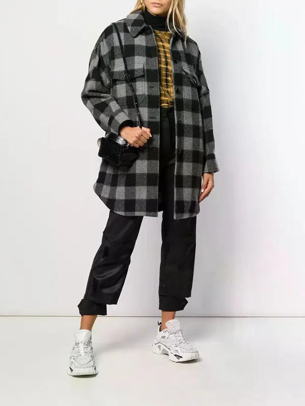 Woolrich Single-breasted Check Coat