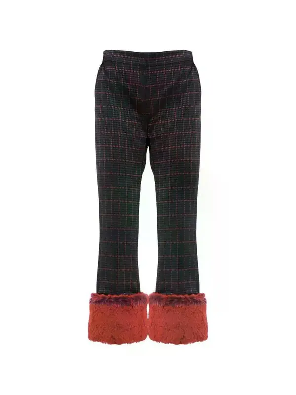 Viktor & Rolf Check-pattern Faux-fur Trim Trousers