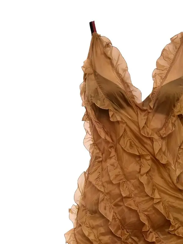 Dsquared2 Sheer Draped Ruffled Mini Dress