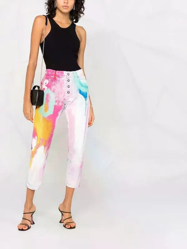 Dsquared2 Cropped Trousers With Paint Splatter Detail