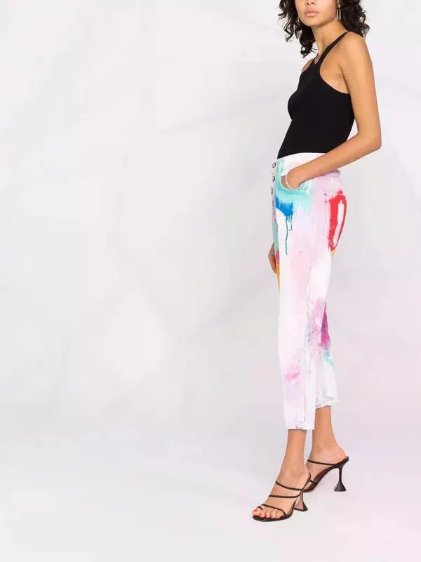 Dsquared2 Cropped Trousers With Paint Splatter Detail