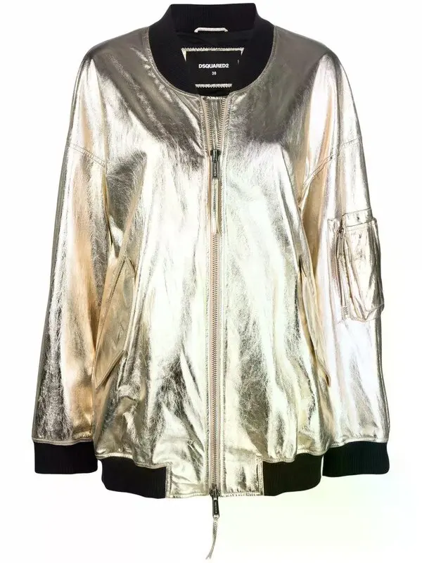 Dsquared2 Oversized Metallic Bomber Jacket - Yellow