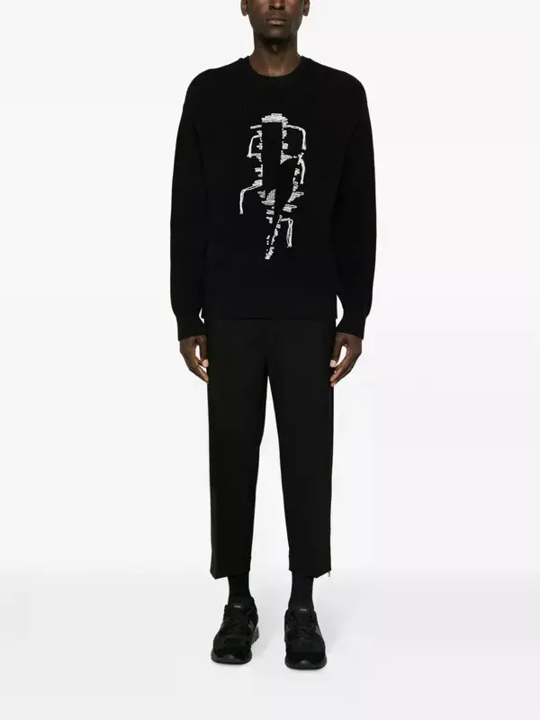 Neil Barrett Bolt Motif Cotton Blend Jumper