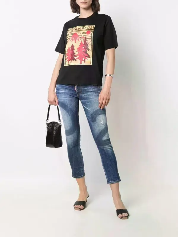 Dsquared2 Cropped Logo Jeans
