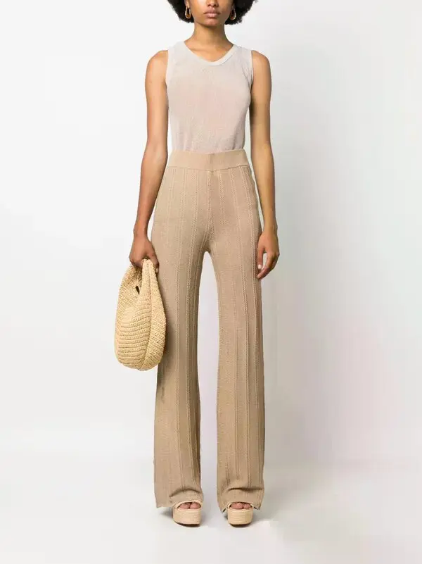 Remain Birger Christensen Sand Beige Knitted Flared Trousers