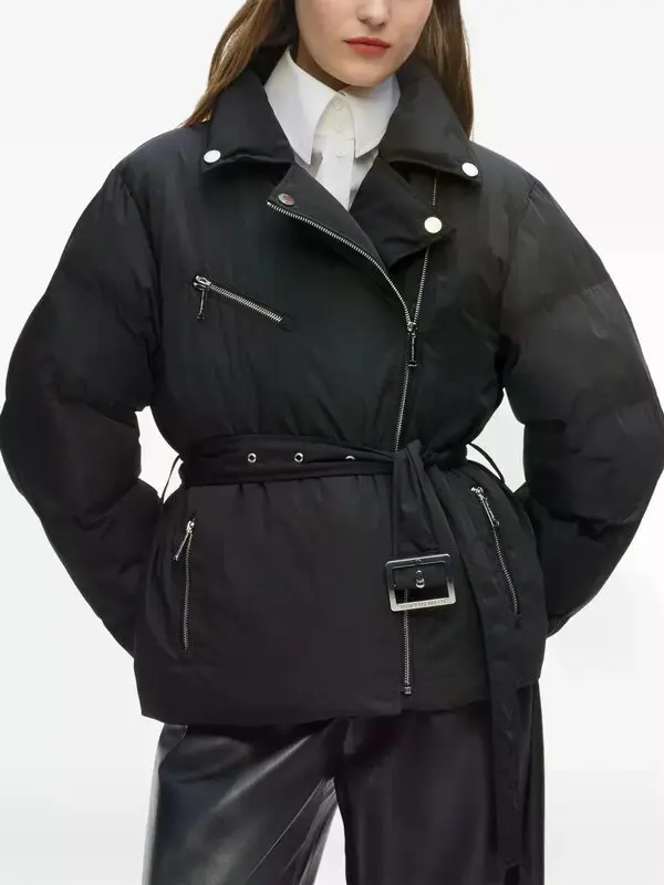 Karl Lagerfeld Belted Padded Biker Jacket