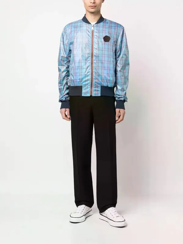 Viktor & Rolf Tartan Check Bomber Jacket With Rubberised Logo Detail