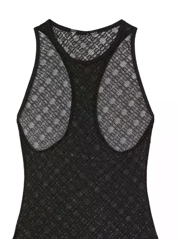 Palm Angels Sheer Lace Logo Racerback Bodysuit