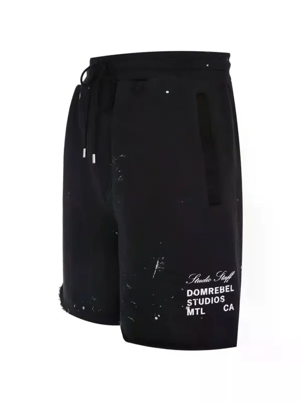 DOMREBEL Paint-splatter Logo Print Shorts