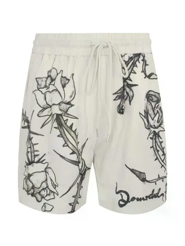DOMREBEL Graphic Print Drawstring Shorts