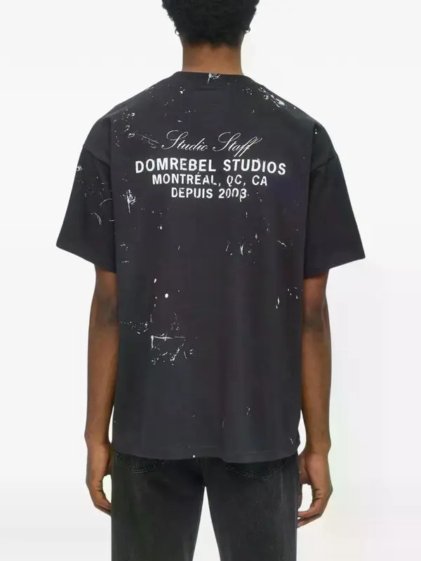 DOMREBEL Paint-splatter Logo-print T-shirt