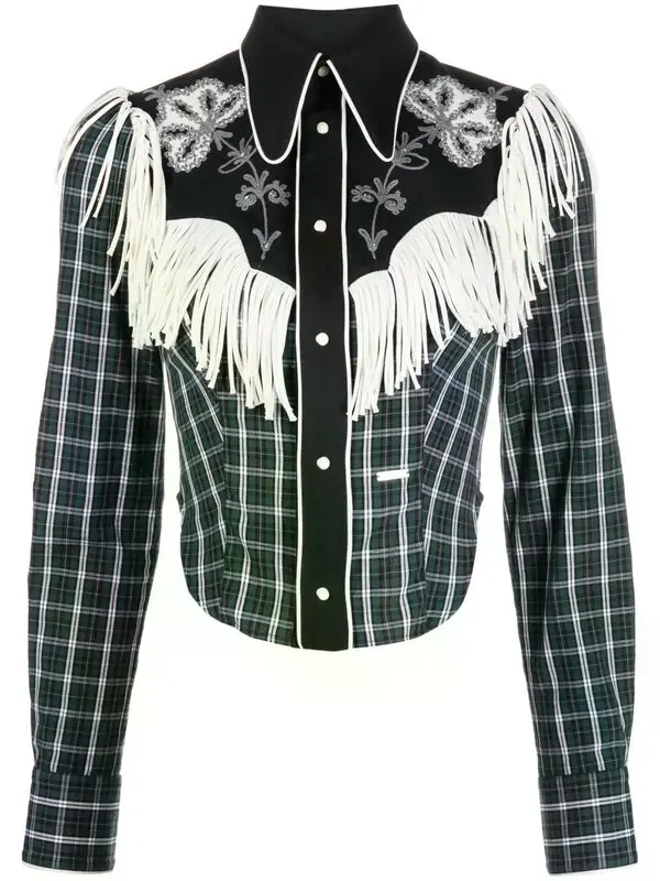 Dsquared2 Fringe Detail Plaid Shirt