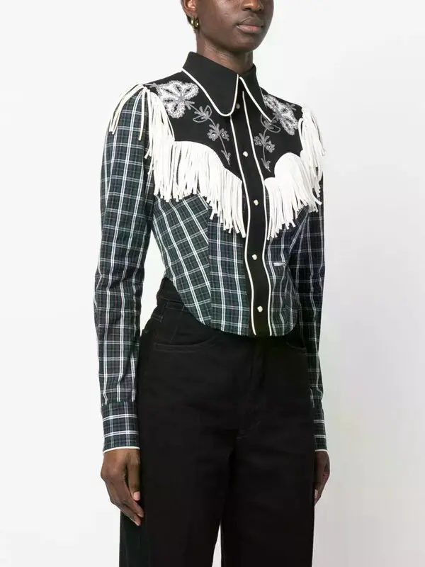 Dsquared2 Fringe Detail Plaid Shirt