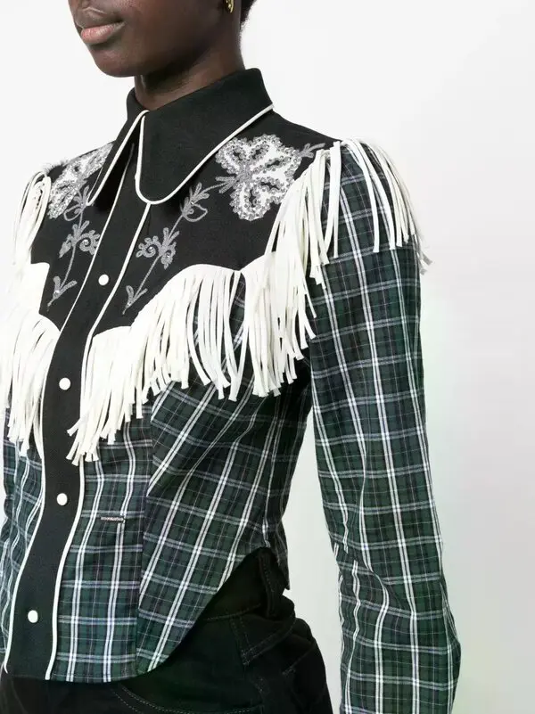 Dsquared2 Fringe Detail Plaid Shirt