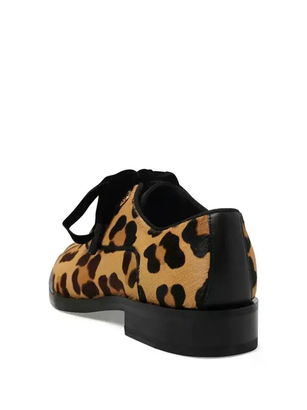 LANVIN Leopard-print Eyelet Derby Shoes