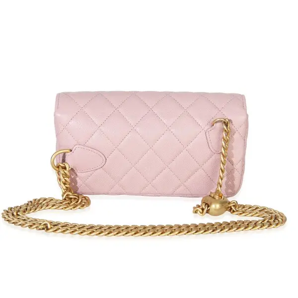 Chanel Light Quilted Caviar Sweetheart Phone Holder With Chain