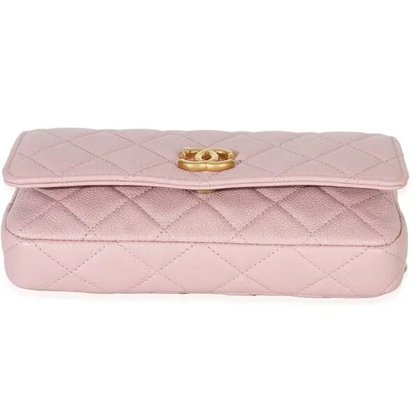 Chanel Light Quilted Caviar Sweetheart Phone Holder With Chain
