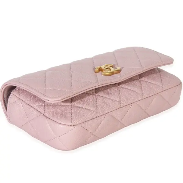 Chanel Light Quilted Caviar Sweetheart Phone Holder With Chain