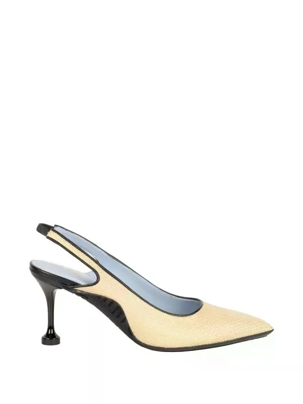 VOILE BLANCHE Woven Slingback Pumps - Neutrals