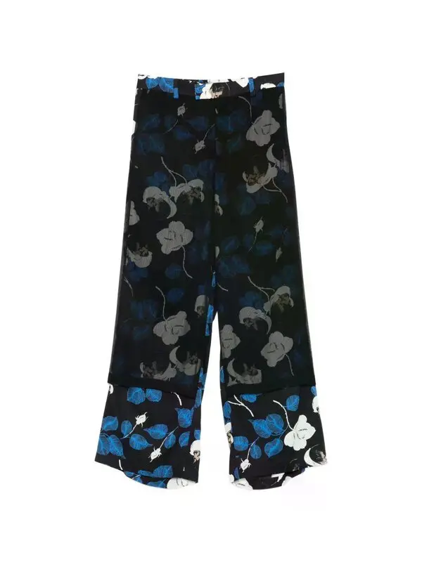 Undercover Floral Print Layered Wide Leg Trousers