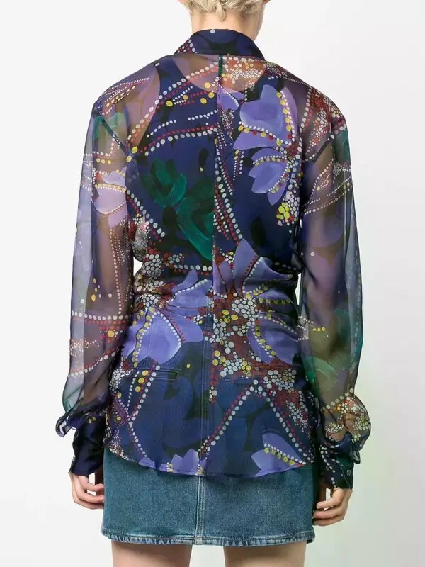 Dsquared2 Floral Print Semi-sheer Shirt