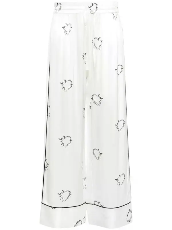 ALLSAINTS Sofi Straight-leg Trousers With All-over Logo And Heart Print - White