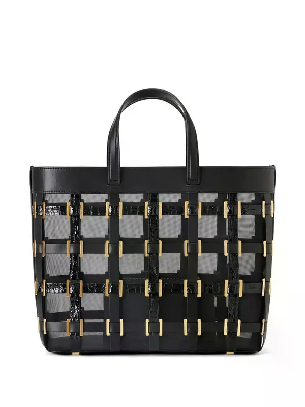 Elisabetta Franchi Small Mesh Tote Bag With Gold Tone Embellishments