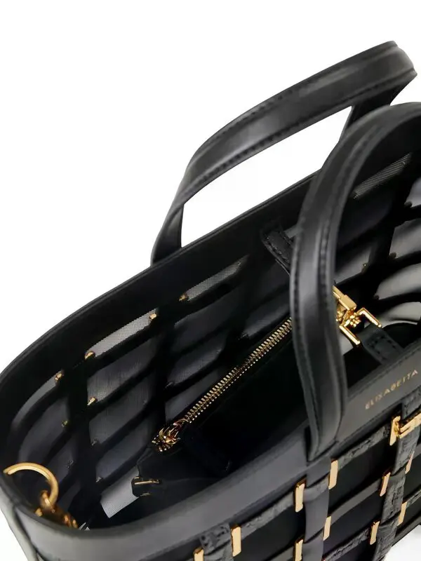 Elisabetta Franchi Small Mesh Tote Bag With Gold Tone Embellishments